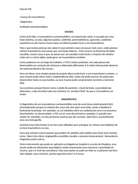Causas Do Traumatismo Pdf Traumatismo Craniano Amnésia