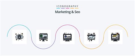 Marketing And Seo Line Filled Flat 5 Icon Pack Including Marketing
