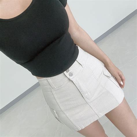 글램핏 S L 베이직 H라인 카고 포켓 건빵 치마바지 미니 스커트 3컬러