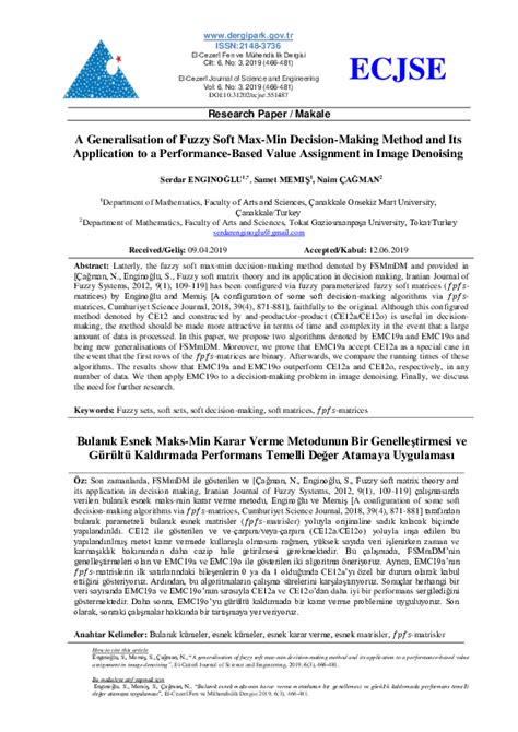 Pdf A Generalisation Of Fuzzy Soft Max Min Decision Making Method And