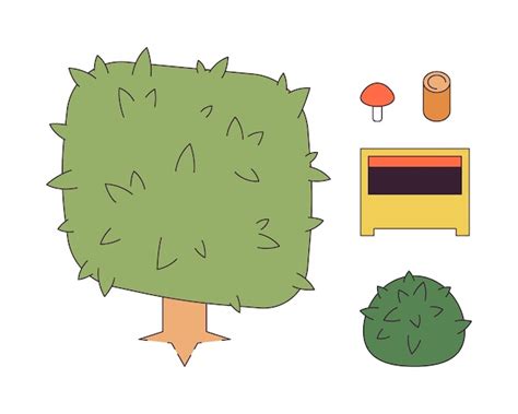 Premium Vector Video Game Landscape 2d Linear Cartoon Objects Set