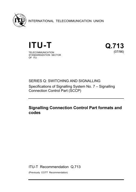 signalling connection control part formats and codes release14