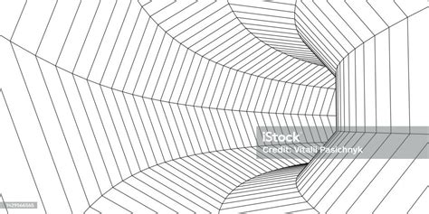 와이어프레임 추상 터널 3d 터널 그리드 미래 3d 포털 네트워크 사이버 기술 벡터 그림입니다 3차원 형태에 대한 스톡 벡터 아트 및 기타 이미지 Istock