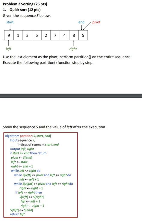 Solved Problem 2 Sorting 25 Pts 1 Quick Sort 12 Pts