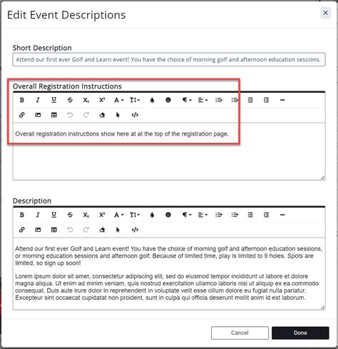 Adding Event Description And Registration Instructions GrowthZone