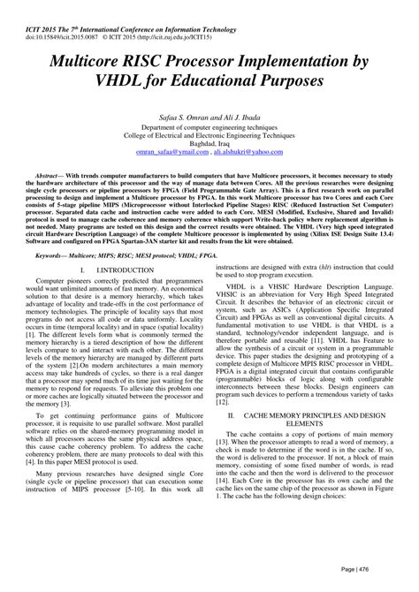 pdf multicore risc processor implementation by vhdl for educational purposes