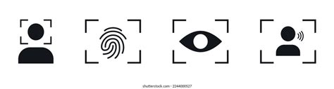 Biometrics Authentication Icons Face Eye Fingerprint Stock Vector