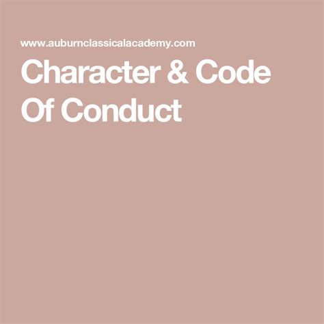 Character And Code Of Conduct