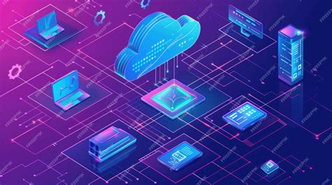 Cloud Computing Network Isometric Illustration Premium Ai Generated Image