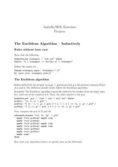Isabellehol Exercises Projects The Euclidean Algorithm Inductively
