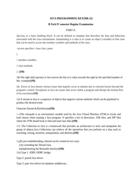 Java Programming Key And Scheme Pdf