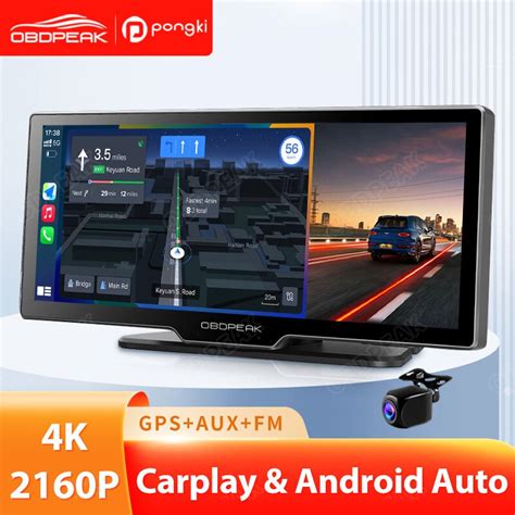 10 26 인치 4k Uhd 자동차 Dvr 무선 카플레이 및 안드로이드 오토 와이파이 Aux 대시캠 Gps Fm 후방카메라 동영상 레코더 대시보드 카플레이 Android