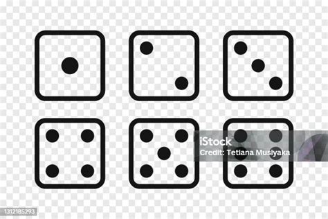 게임 주사위는 투명 한 배경에 격리 설정 선형 디자인의 주사위 세트가 1개에서 6개까지입니다 전통적인 게임은 1에서 6에서 점이나 주사위의 다른 숫자로 표시 로 다이 벡터