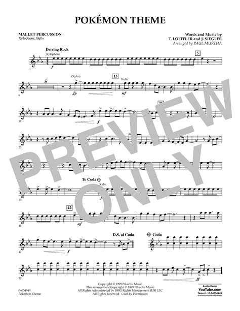 Pokemon Theme Mallet Percussion By Paul Murtha Sheet Music For