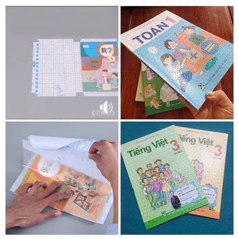 Set 10 Tờ Decal Bọc Sách Vở Trong Suốt Tặng Kèm Nhãn Nhiều Kích