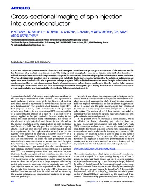 Pdf Cross Sectional Imaging Of Spin Injection Into A Semiconductor W Wegscheider