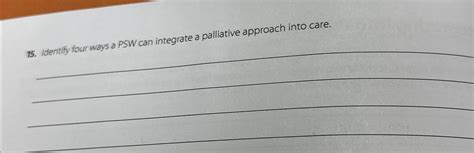 Solved Identify Four Ways A PSW Can Integrate A Palliative Chegg Com