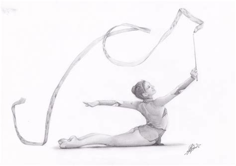 Rhythmic Gymnast With Ribbon Dancing Drawings Gymnastics Drawing People