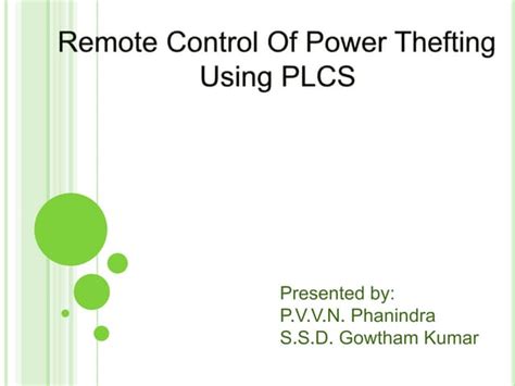 Remote Control Of Power Thefting Using Power Line Communication Systems Pptx