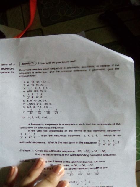 Determine Whether Each Sequence Is Arithmetic Geometric Or Neither
