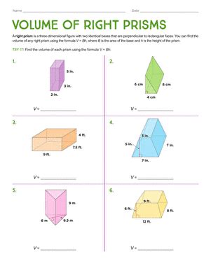 Volume And Surface Area Of A Triangular Prism Worksheet Surface Area