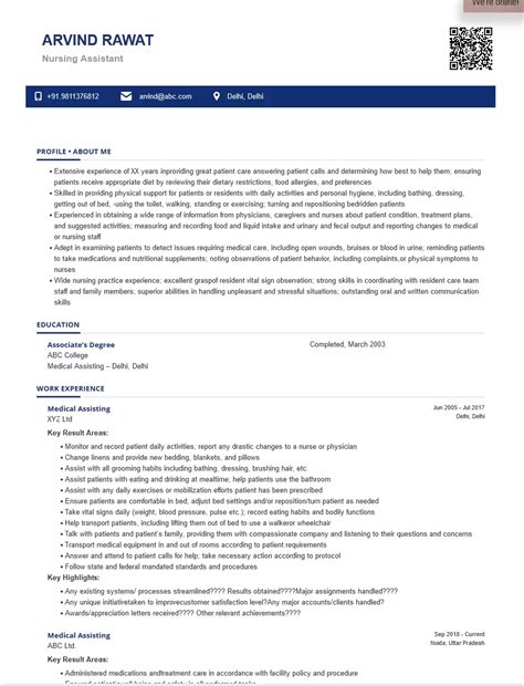 Nursing Assistant Sample And Ready To Use Example Shriresume