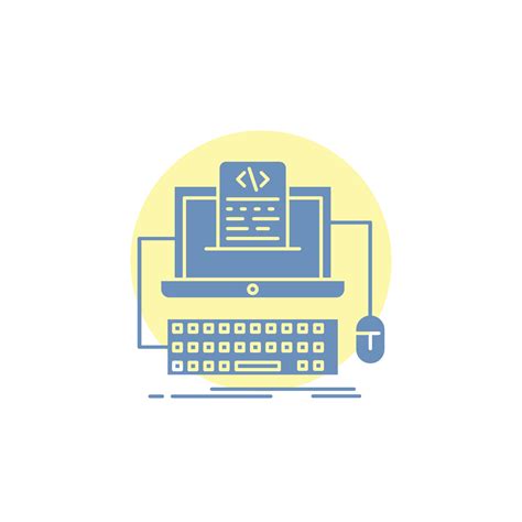 code coding computer monoblock screen glyph icon 12983889 vector