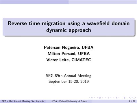 pdf reverse time migration using a wavefield domain dynamic approach