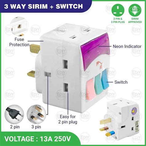 Way Adaptor Adapter Adaport Myhome With Multiple Neon Switch Safety A Extension Plug Socket