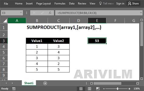 Sumproduct Function Arivilm