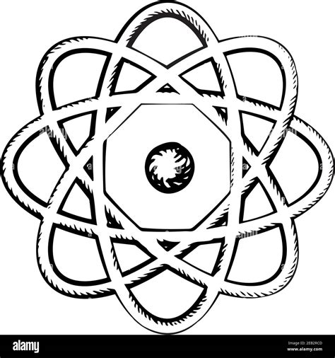Scientific Model Of Atom With Nucleus And Orbits Isolated On White