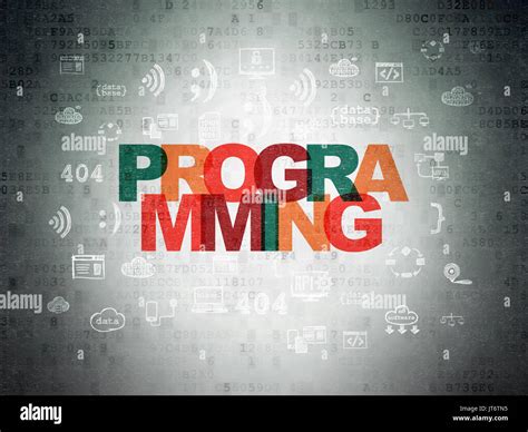 Software Concept Programming On Digital Data Paper Background Stock