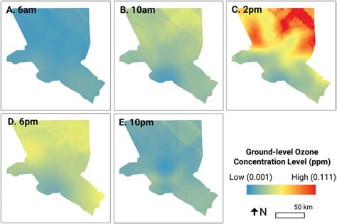 Estimated Hourly Ground Level Ozone Concentration Surface Selected Hours Download