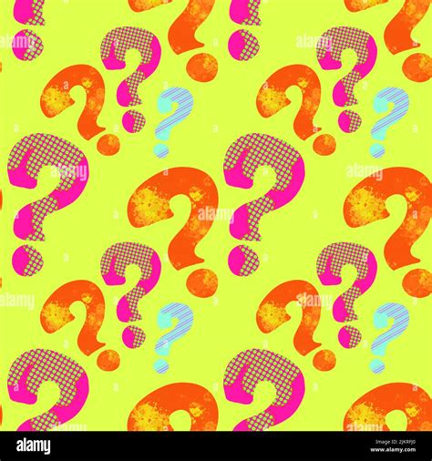 Question Marks Seamless Pattern Multi Color Design Of Question Marks Pattern Hand Drawn