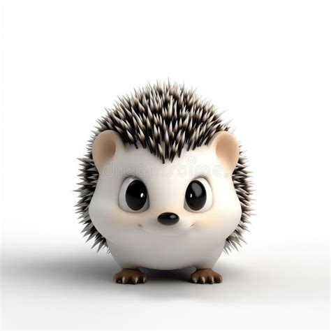 Charming 3d Rendered Pixel Hedgehog Full Body Isolate In Cartoon Style
