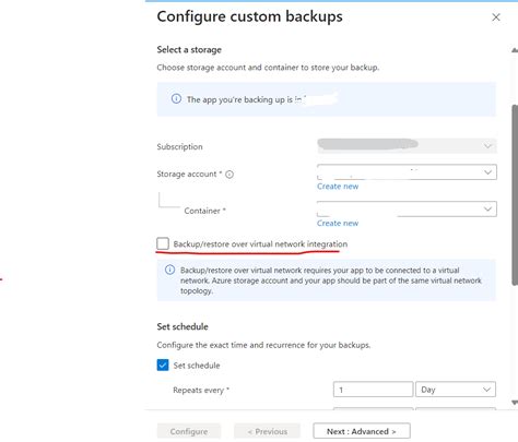 azure app service custom backup to firewall enabled storage account not