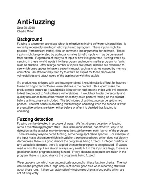 Anti Fuzzing Pdf Pdf Vulnerability Computing Software Bug