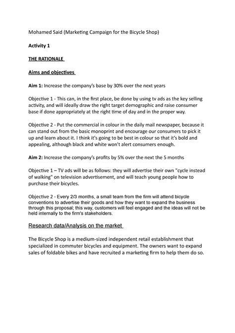 Unit 2 Exam Unit 2 Btec Business Level 3 Exam Mohamed Said Marketing Campaign For The