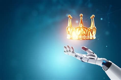 Premium Photo Above The Robot Arm Is A Golden Crown Artificial