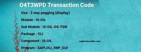 O4T3WPD SAP Tcode For 3 Way Pegging Display
