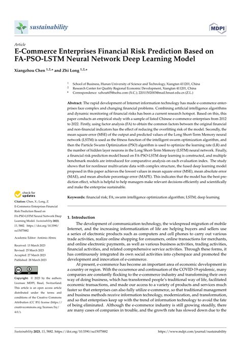 Pdf E Commerce Enterprises Financial Risk Prediction Based On Fa Pso Lstm Neural Network Deep