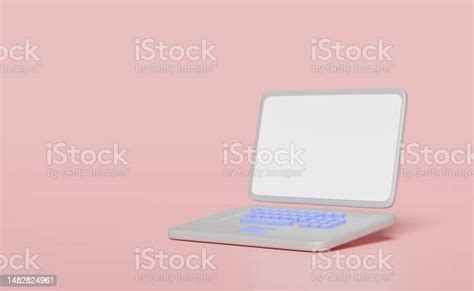 회색 노트북 컴퓨터 모니터는 분홍색 배경에 분리되어 있다 최소 개념 3d 일러스트레이션 또는 3d 렌더링 0명에 대한 스톡 사진