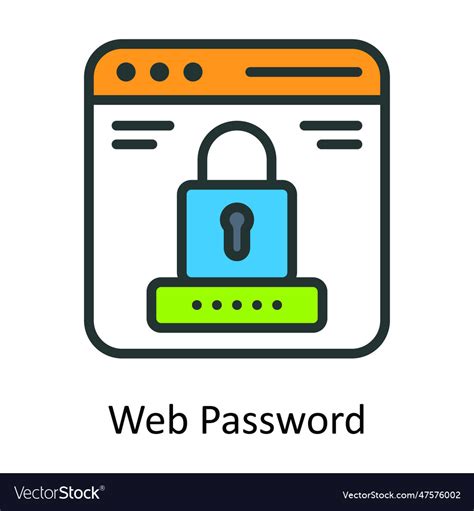 Web Password Fill Outline Icon Design Illus Vector Image