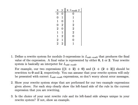 Solved A Rewrite System For Modulo 3 Addition