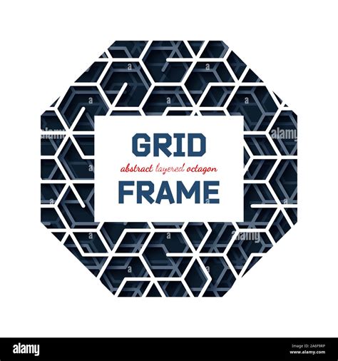 Abstract Octagon Frame With Layered Lines Triangular Grid And Shadow