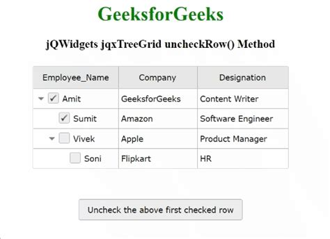 Jqwidgets Jqxtreegrid Uncheckrow 方法 码农参考