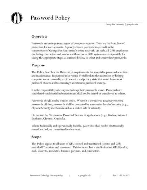 Password Policy Overview