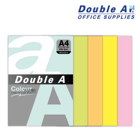 กระดาษสี การ์ดสี A4 120 แกรม แพ็ค 50 แผ่น คละ 5 สี Double A Delivery