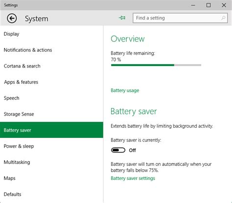 Instructions To Enable Disable Windows 10 Battery Saver
