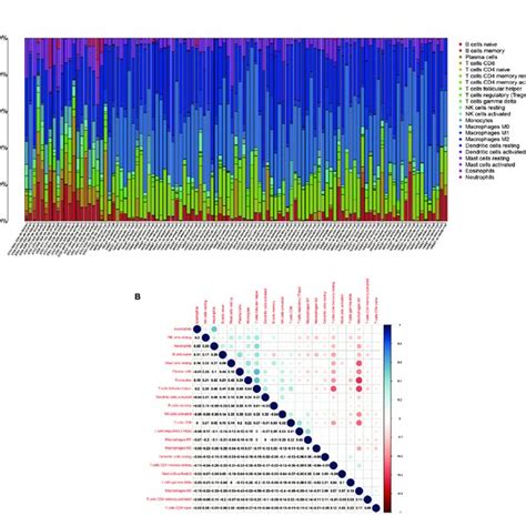 Immune Cell Composition Diagram And Correlation Heat Map A